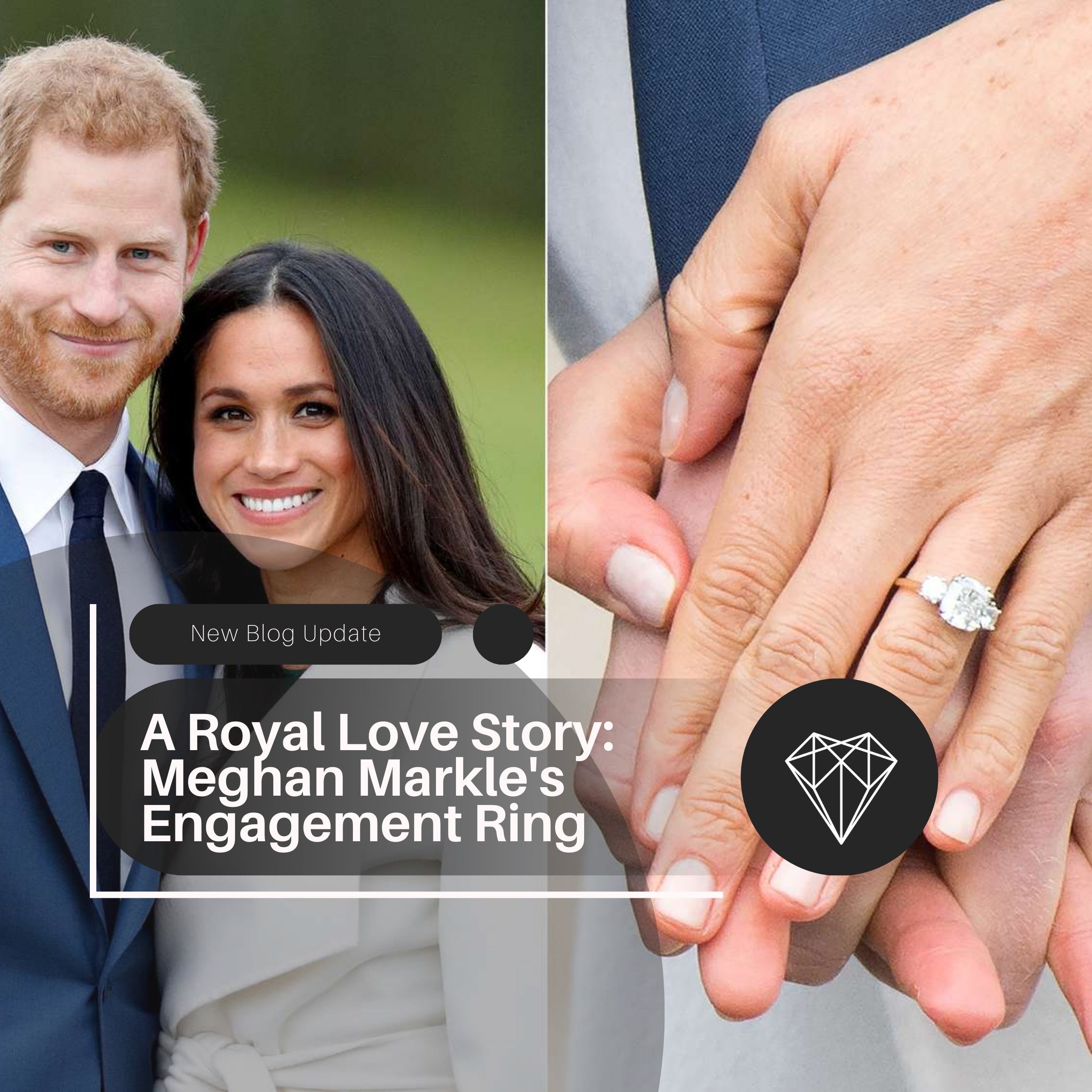 Meghan Markle's Solid Gold Lab Diamond Three Stone Pave Set Ring